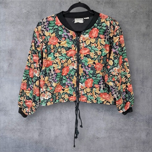 American Vintage | Jackets & Coats | Vintage 8s Floral Colorful Bomber ...